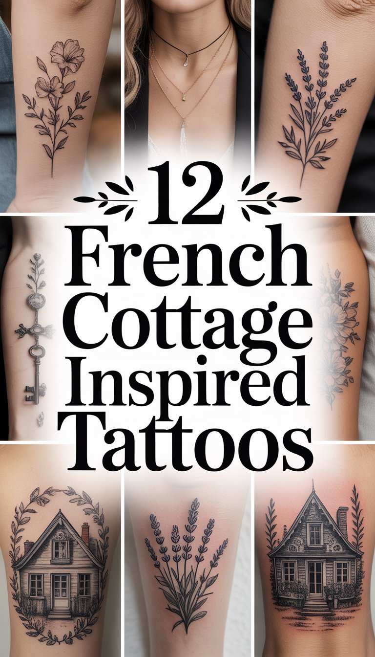 12 French Cottage Inspired Black and White Tattoos - CACTUS AND COOK